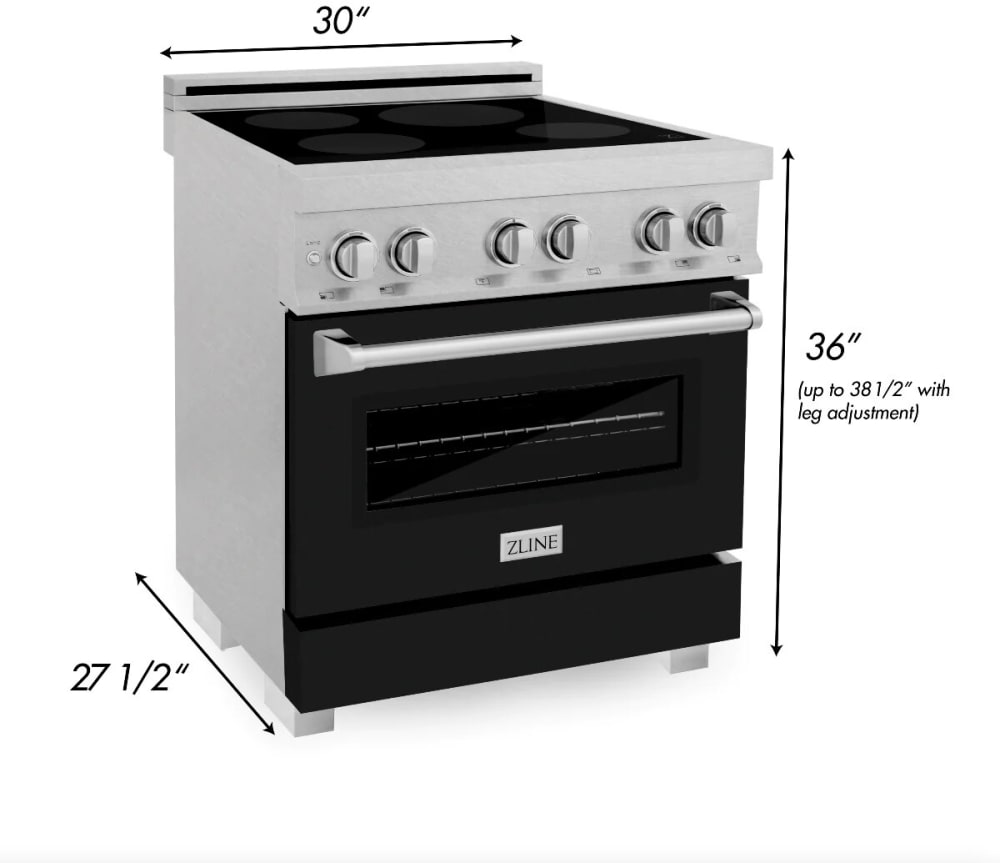 ZLINE RAINDSBLM30 30 Inch Freestanding Induction Range with 4 Radiant ...