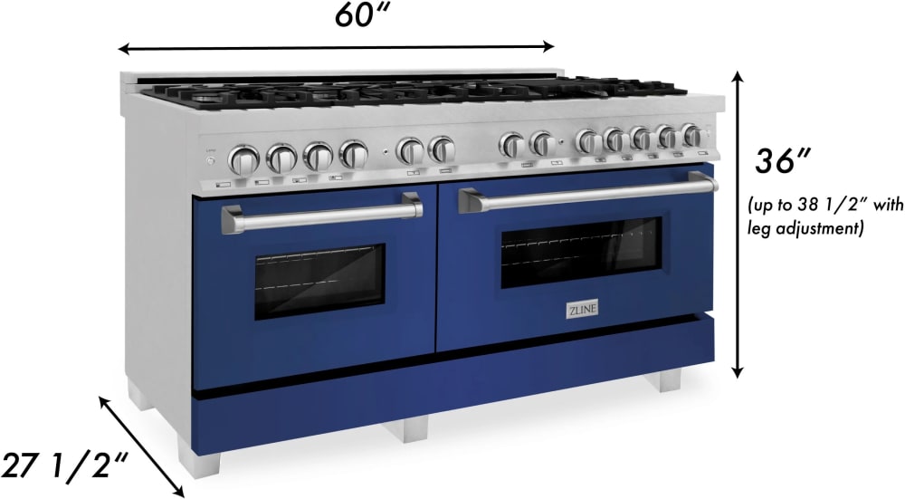 ZLINE RASBM60 60 Inch Pro-Style Double Oven Dual Fuel Range with 9 ...