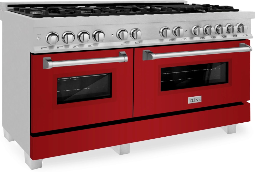 ZLINE RASRG60 60 Inch Pro-Style Double Oven Dual Fuel Range with 9 ...