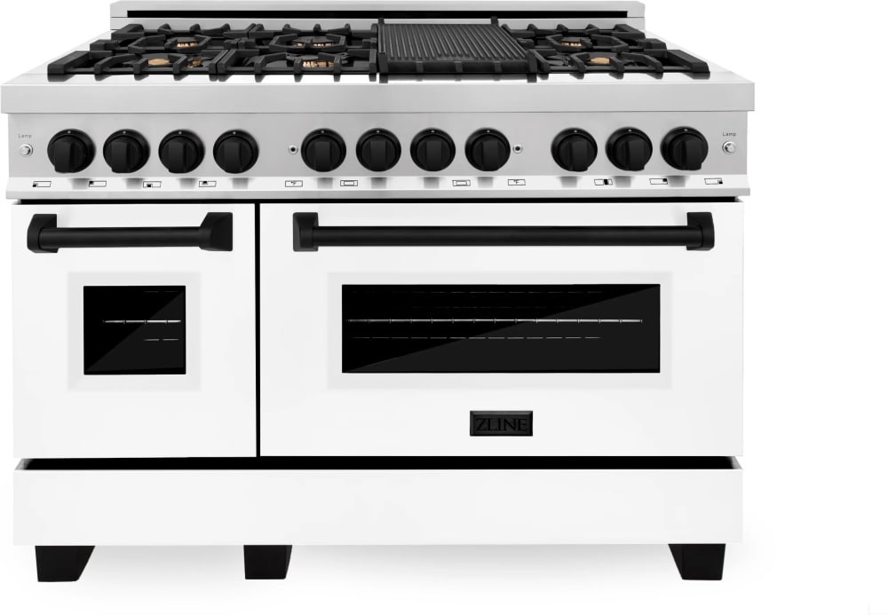 ZLINE RAZWM48MB 48 Inch Freestanding Double Oven Dual Fuel Range with 7 ...