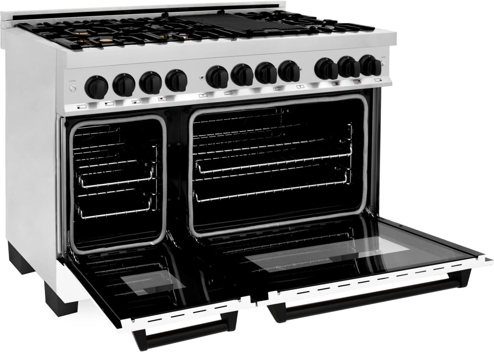 ZLINE RAZWM48MB 48 Inch Freestanding Double Oven Dual Fuel Range with 7 ...