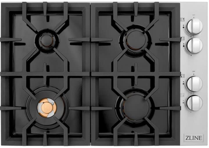 ZLINE RCBR30PBT 30 Inch Gas Cooktop with 4 Sealed Brass Burners, 18,000 ...