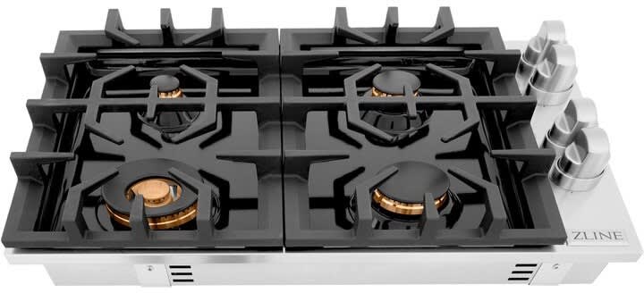 ZLINE RCBR30PBT 30 Inch Gas Cooktop with 4 Sealed Brass Burners, 18,000 ...