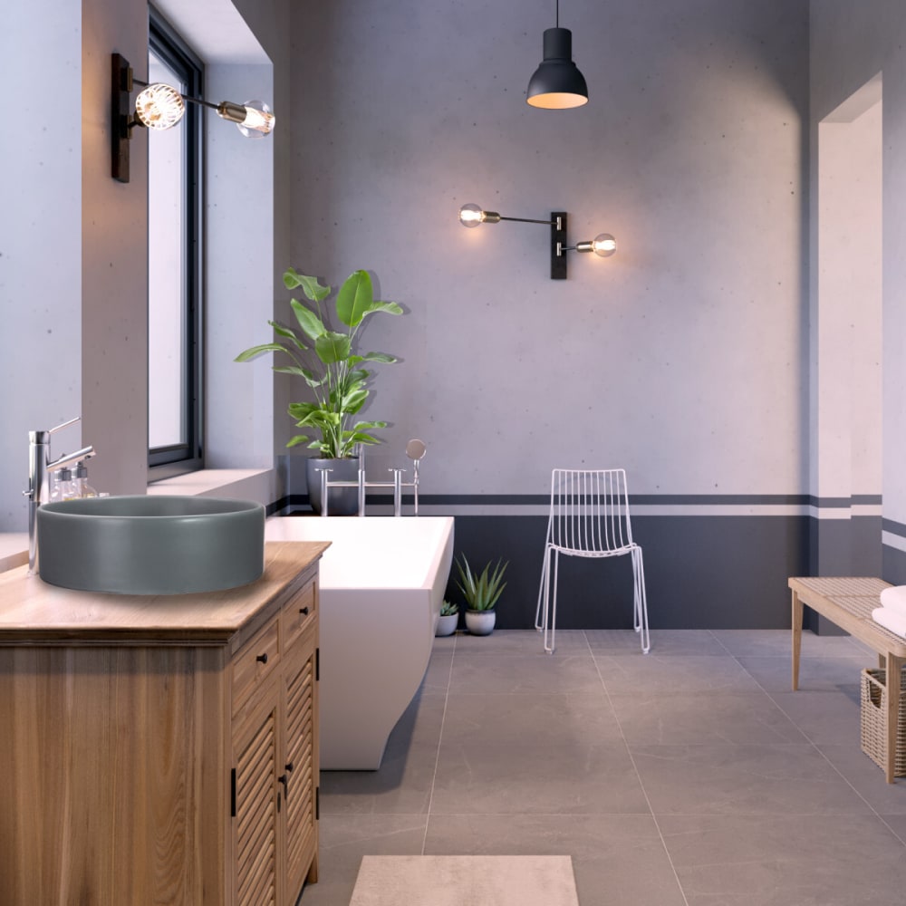 Nantucket Sinks RC4011C 15 Inch Topmount Round Vanity Sink with 4 Inch ...