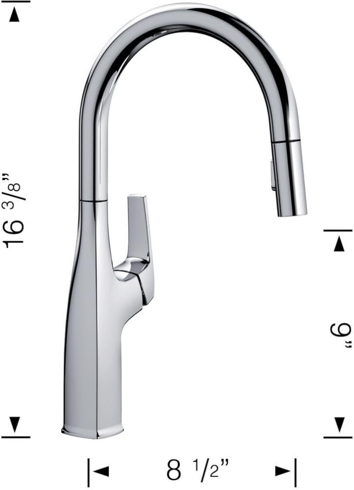 Blanco 443020 Rivana Single Handle Pull Down Kitchen Faucet with 1.5 ...