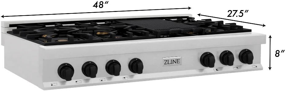 ZLINE RTSZ48MB 48 Inch Gas Rangetop with 7 Sealed Burners, 18,000 BTU ...