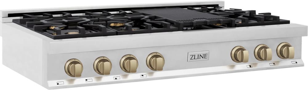 ZLINE RTZ48CB 48 Inch Gas Rangetop with 7 Sealed Italian Burners, Cast ...