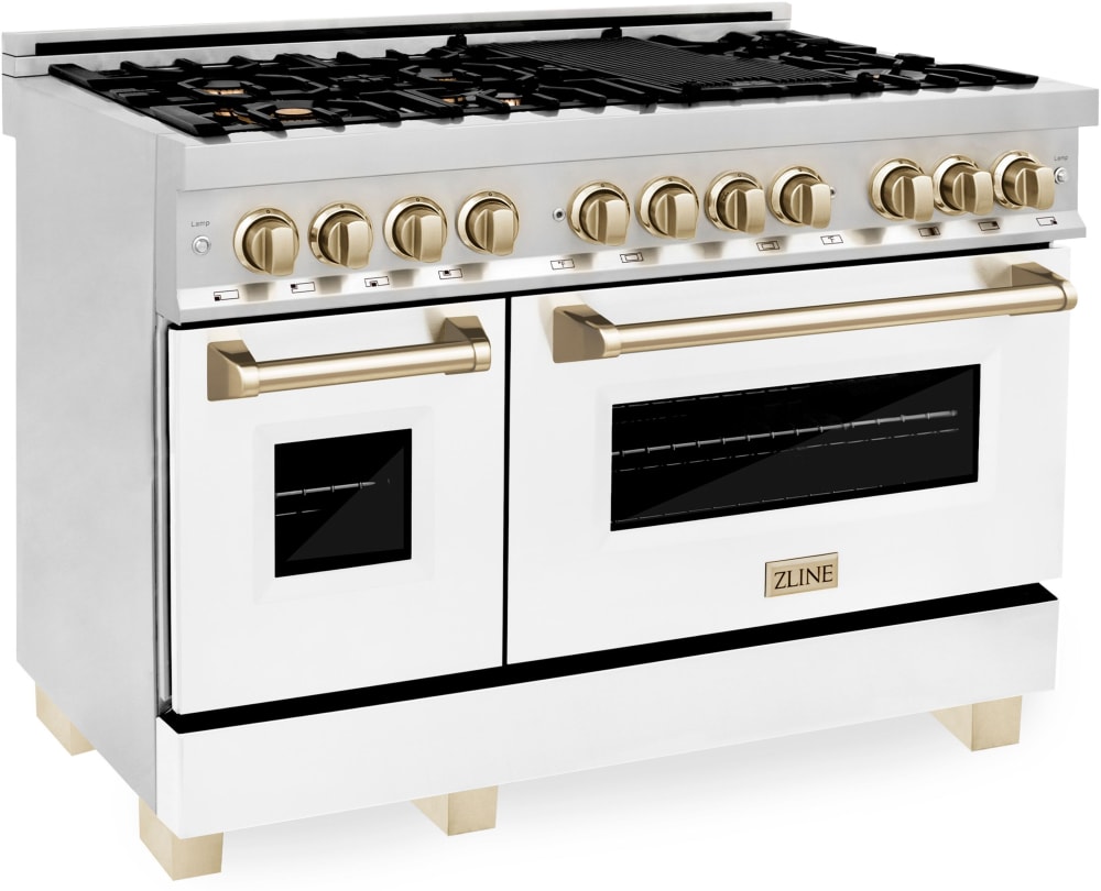 ZLINE RAZWM48G 48 Inch Freestanding Double Oven Dual Fuel Range with 7 ...