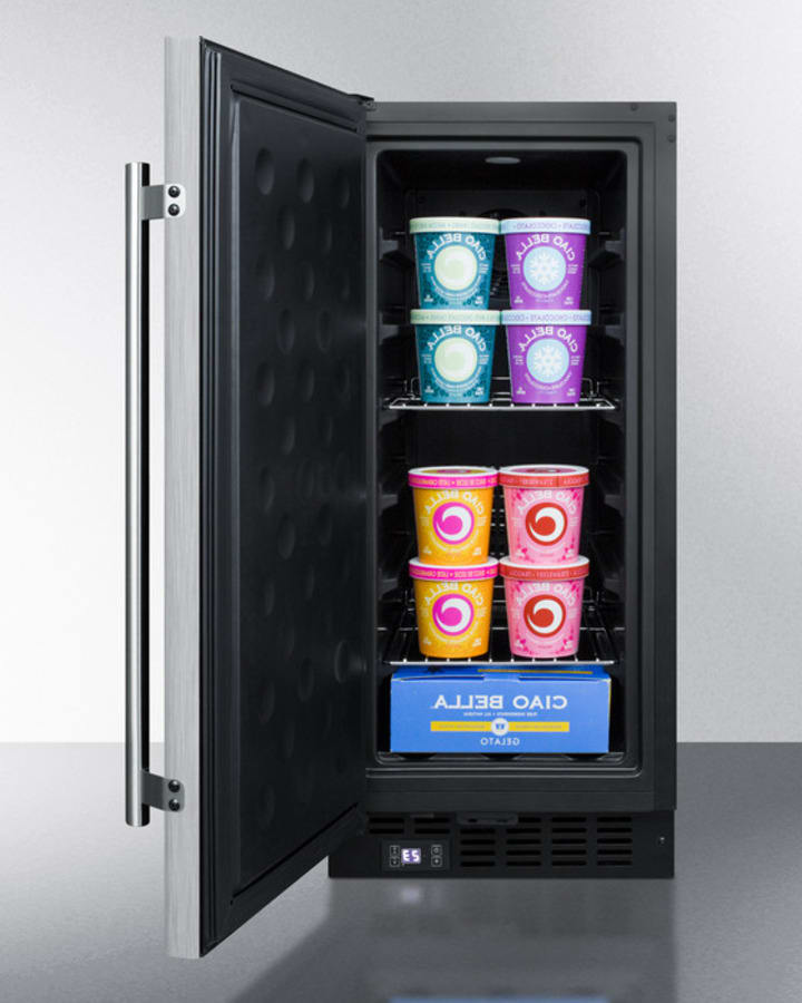 Summit SCFF1533BSSLHD 15 Inch Undercounter Commercial Freezer with 2.45 ...