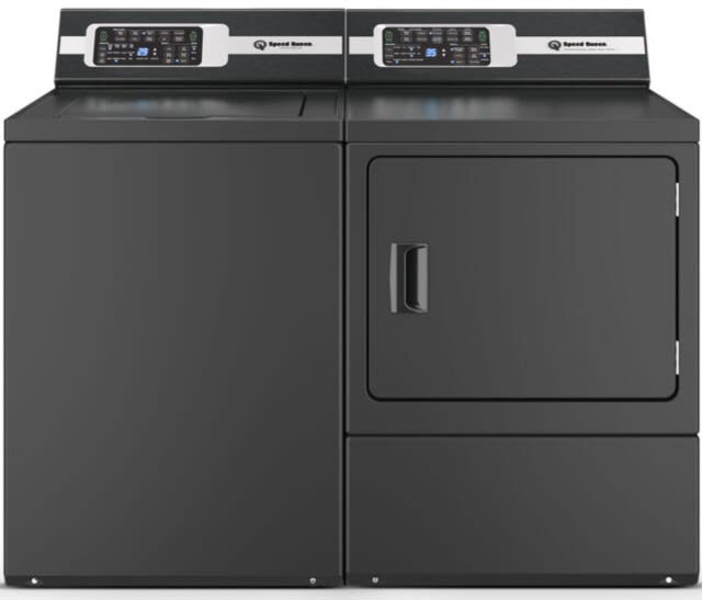Speed Queen SPWADRGBN7003 Side-by-Side Washer & Dryer Set with Top Load Washer and Gas Dryer in ...
