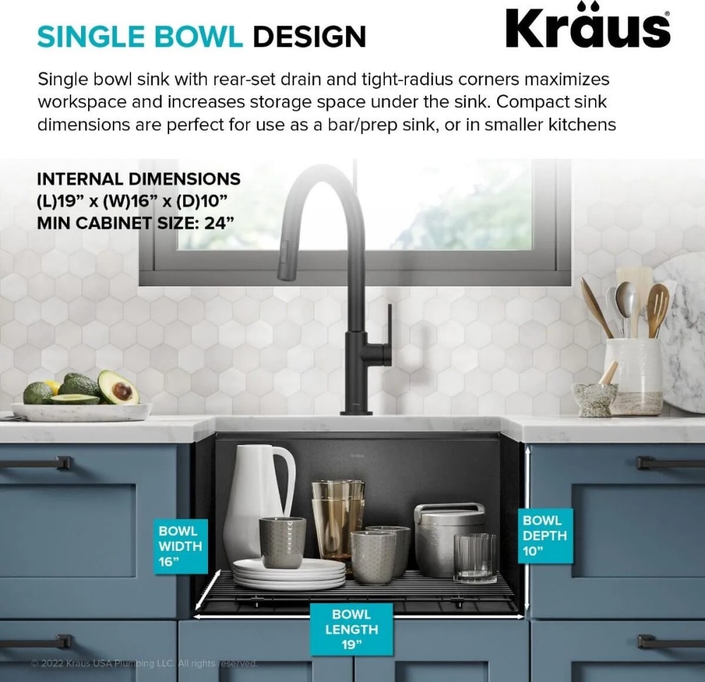 Kraus KWU110121PGM Kore™ Undermount Workstation Single Bowl Kitchen ...