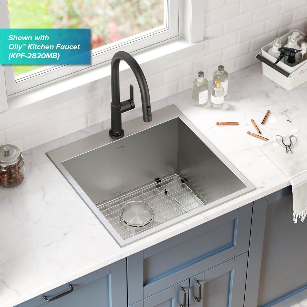 Kraus KHT30122L 22 Inch Drop-In Stainless Steel Single Bowl Deep ...