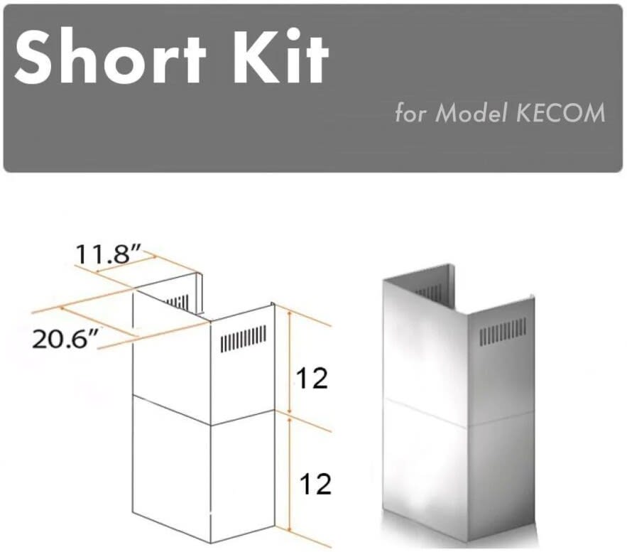 ZLINE SKKECOM 12 Inch Short Chimney Pieces for 7 ft. to 8 ft. Ceilings