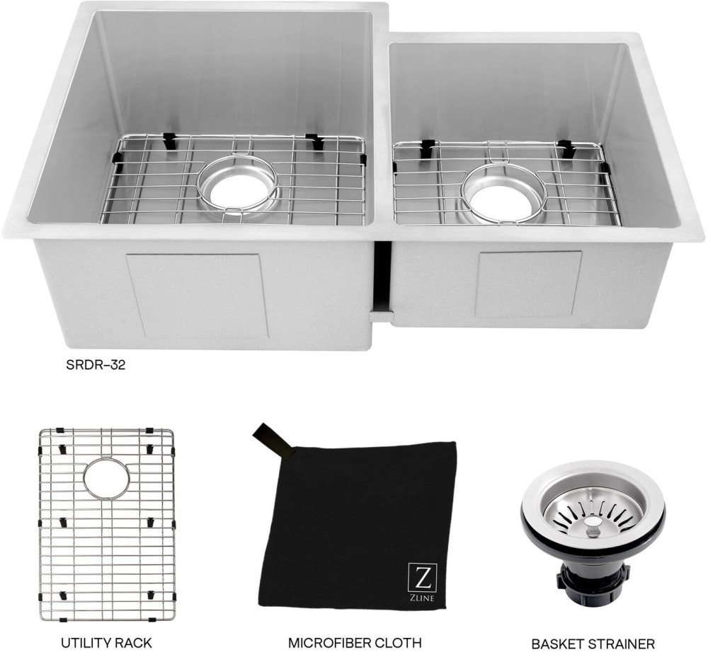 ZLINE SRDR32 Jackson 32 Inch Undermount Double Bowl Stainless Steel ...