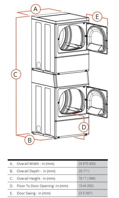 Speed Queen SSGNCAGS116TW01 27 Inch Commercial Stacked Dryer with 14 Cu ...