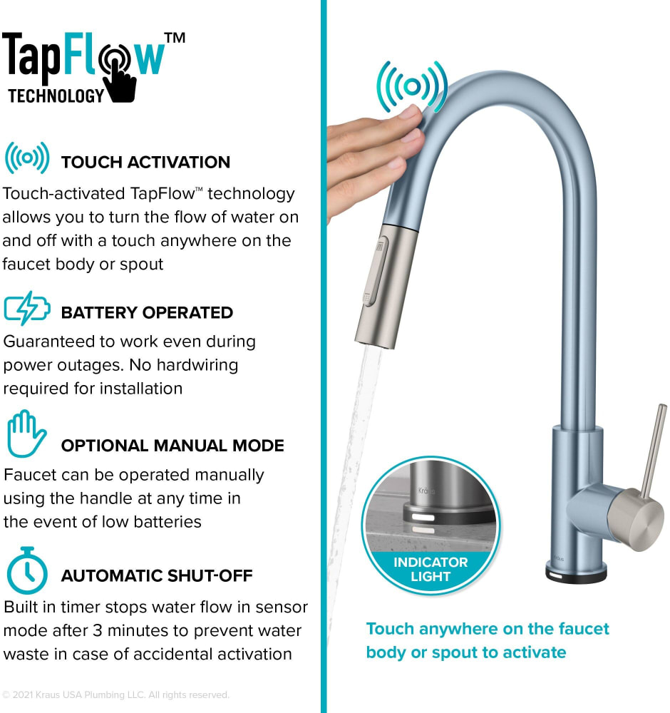 Kraus KTF3104CH Single Handle Touch Pull Down Contemporary Sprayer ...