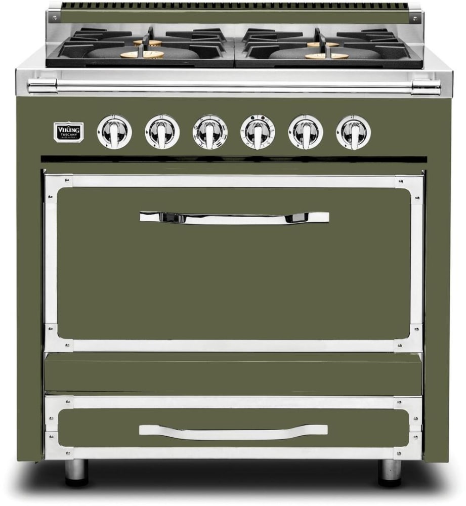 Viking TVDR3614BCY 36 Inch Freestanding Gas Range with 4 Sealed Burners ...