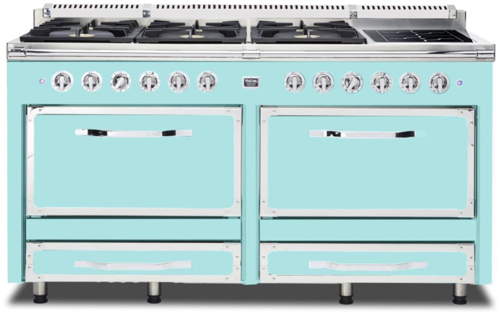 Viking TVDR6616IBW 66 Inch Freestanding Dual Fuel Range with 6 Sealed ...