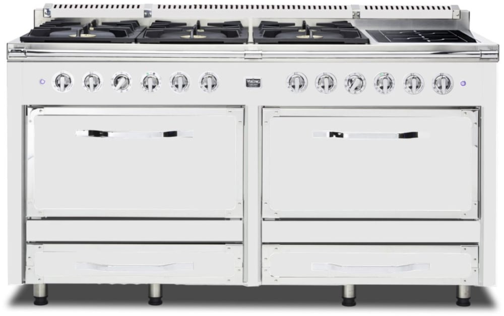 Viking TVDR6616IFW 66 Inch Freestanding Dual Fuel Range with 6 Sealed ...