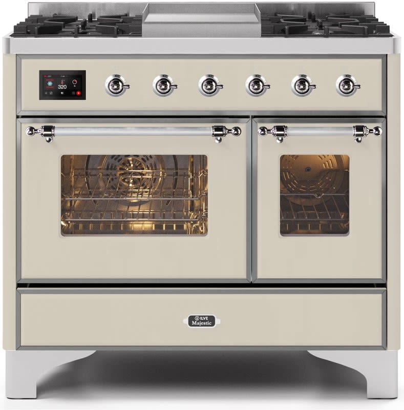 Ilve UMD10FDNS3AWC 40 Inch Freestanding Dual Fuel Range with 6 Sealed ...