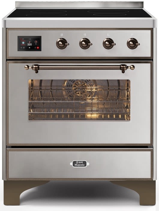 Ilve UMI30NE3SSB 30 Inch Freestanding Electric Induction Range with 4 ...