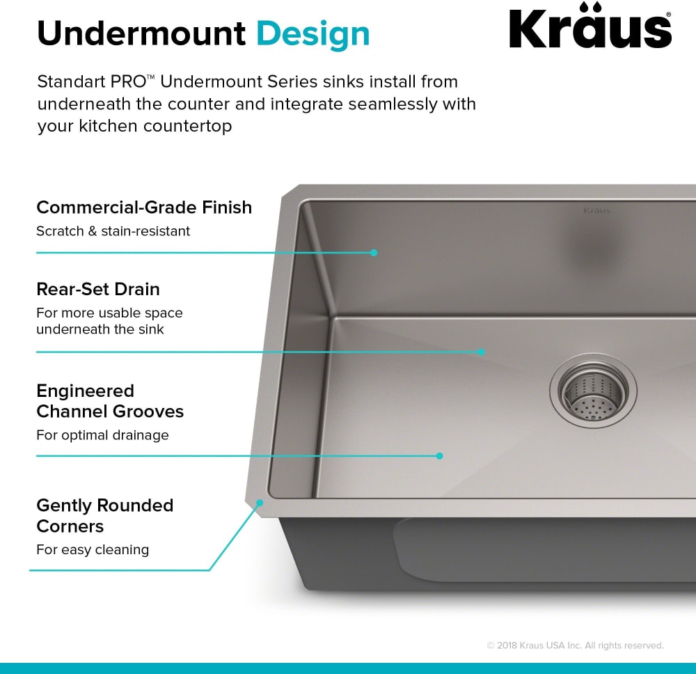 Kraus KHU1003010075MB 30 Inch Undermount Single Bowl Kitchen Sink with ...