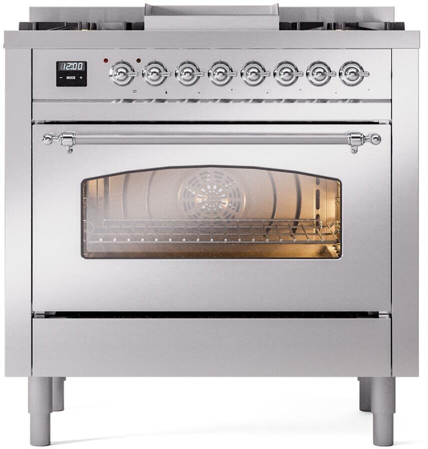Ilve UP36FNMPSSC 36 Inch Freestanding Dual Fuel Range with 6 Sealed ...