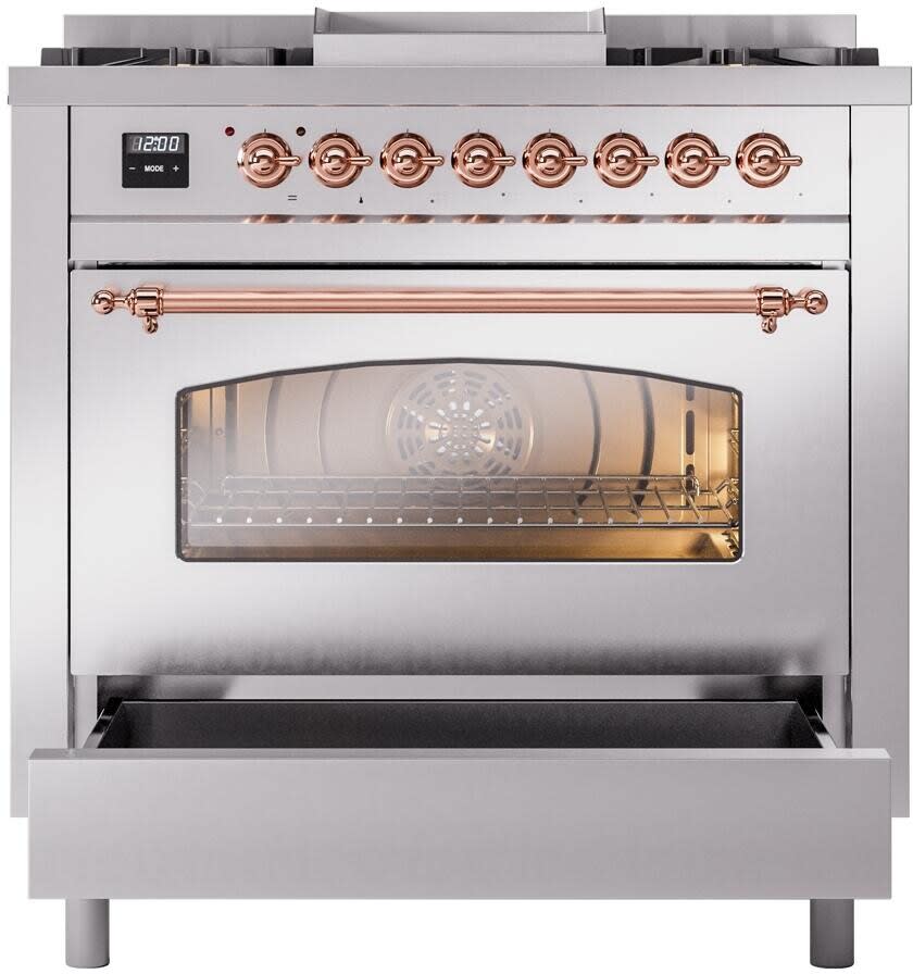 Ilve UP36FNMPSSP 36 Inch Freestanding Dual Fuel Range with 6 Sealed ...
