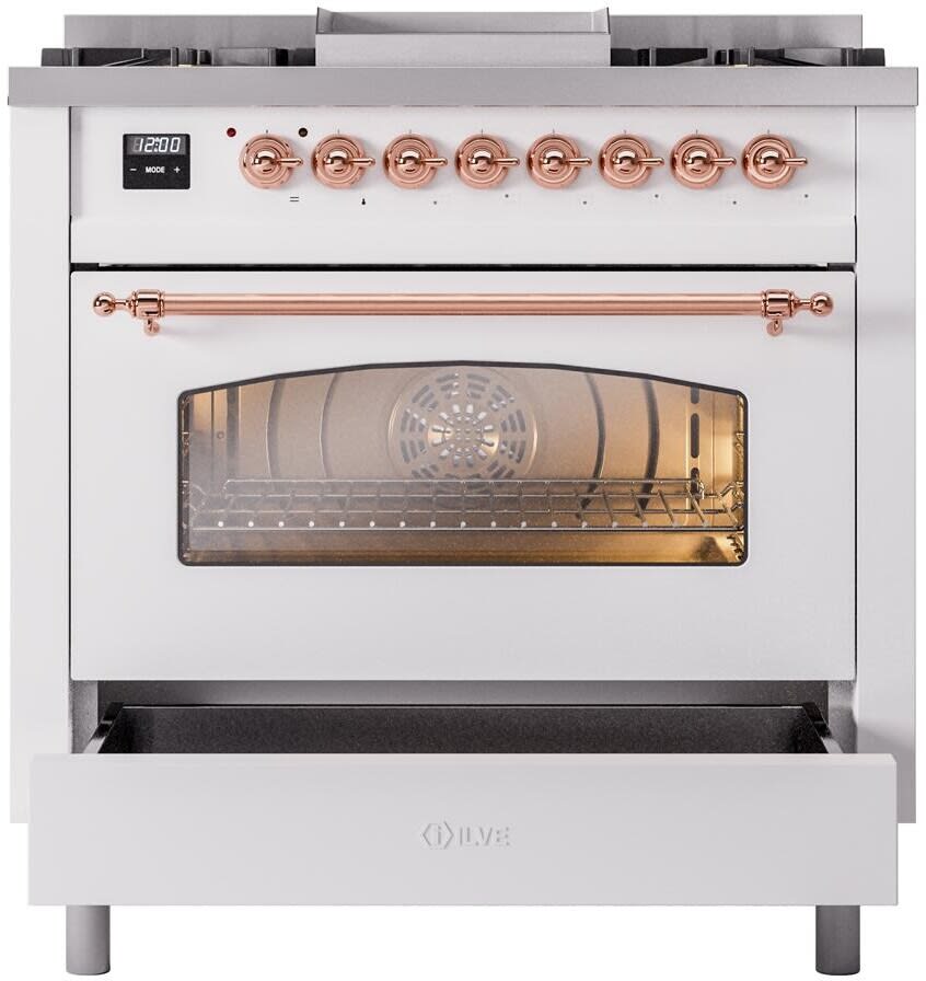 Ilve UP36FNMPWHP 36 Inch Freestanding Dual Fuel Range with 6 Sealed ...