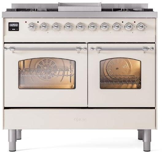 Ilve UPD40FNMPAWC 40 Inch Freestanding Dual Fuel Range with 6 Sealed ...