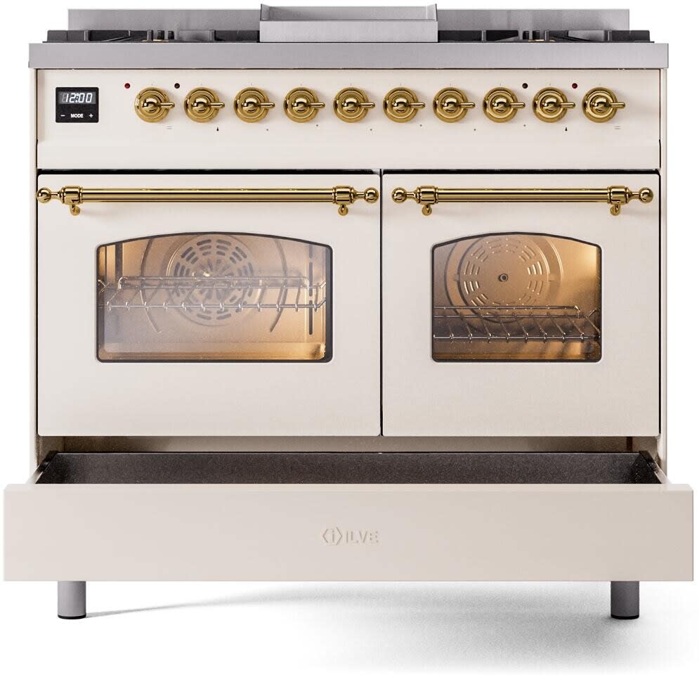 Ilve UPD40FNMPAWG 40 Inch Freestanding Dual Fuel Range with 6 Sealed ...