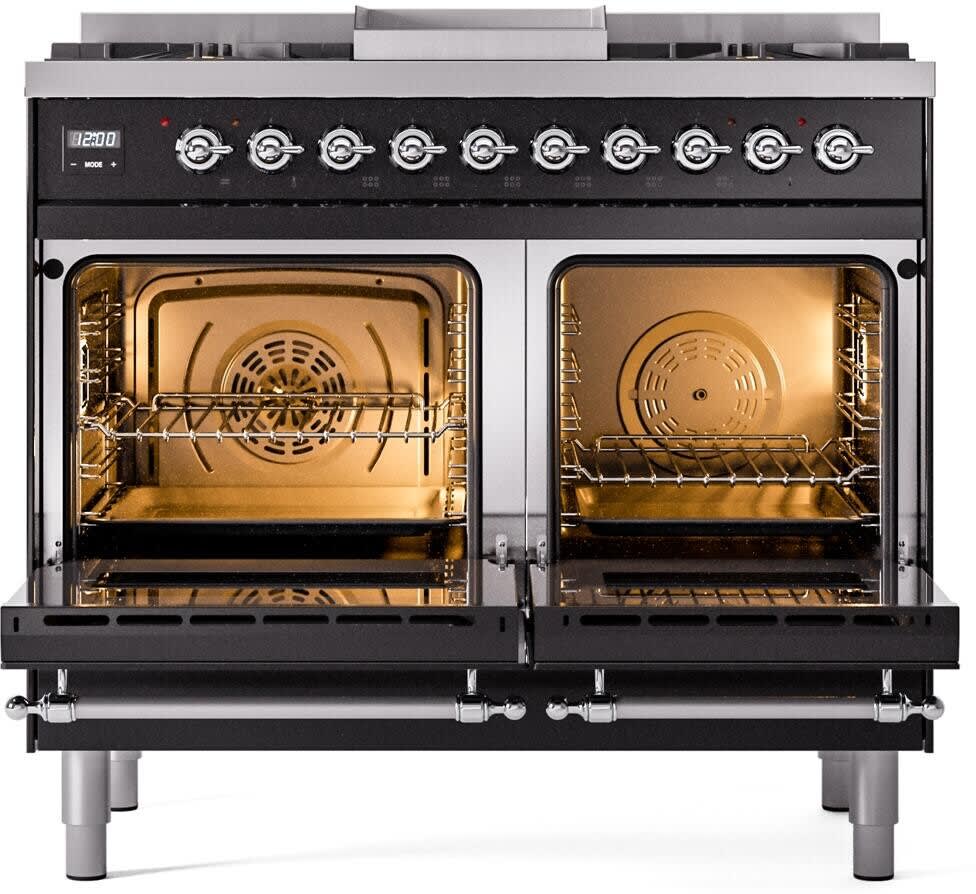 Ilve UPD40FNMPBKC 40 Inch Freestanding Dual Fuel Range with 6 Sealed ...