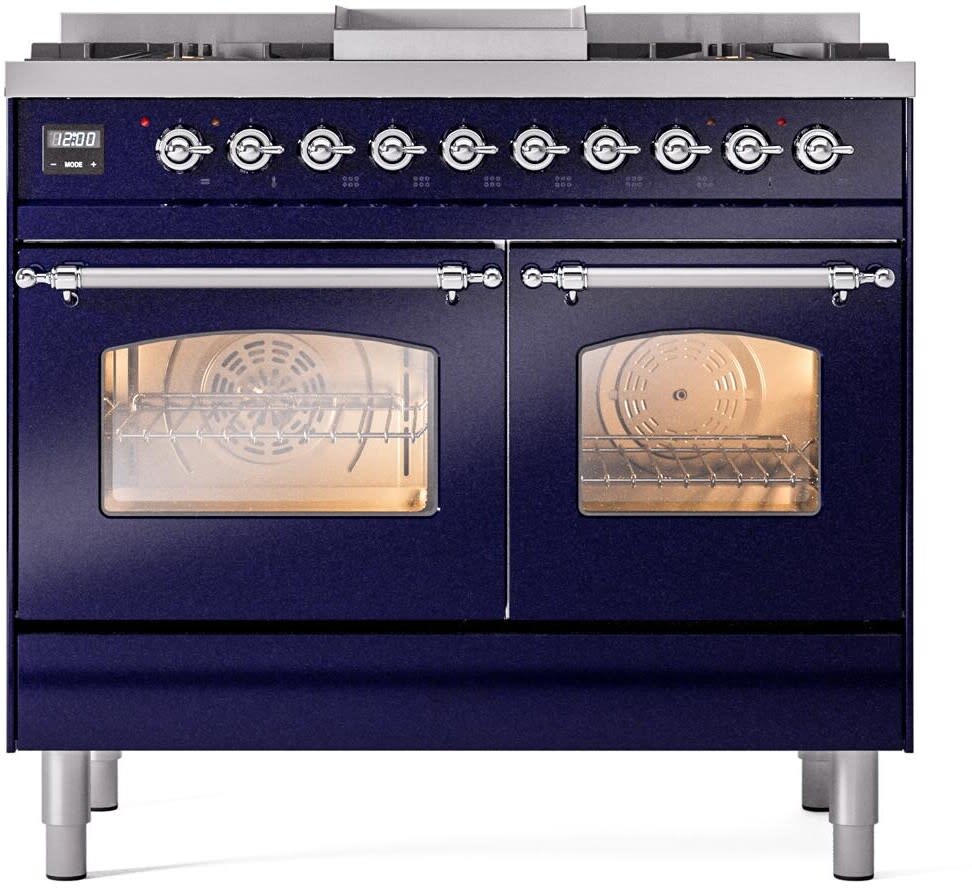 Ilve UPD40FNMPMBC 40 Inch Freestanding Dual Fuel Range with 6 Sealed ...