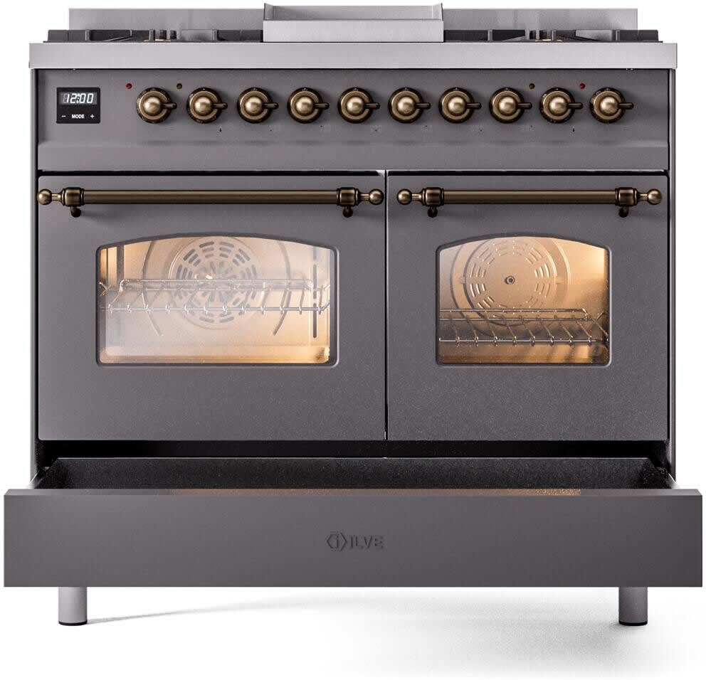 Ilve UPD40FNMPMGB 40 Inch Freestanding Dual Fuel Range with 6 Sealed ...
