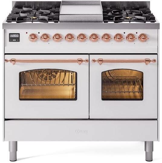 Ilve UPD40FNMPWHP 40 Inch Freestanding Dual Fuel Range with 6 Sealed ...