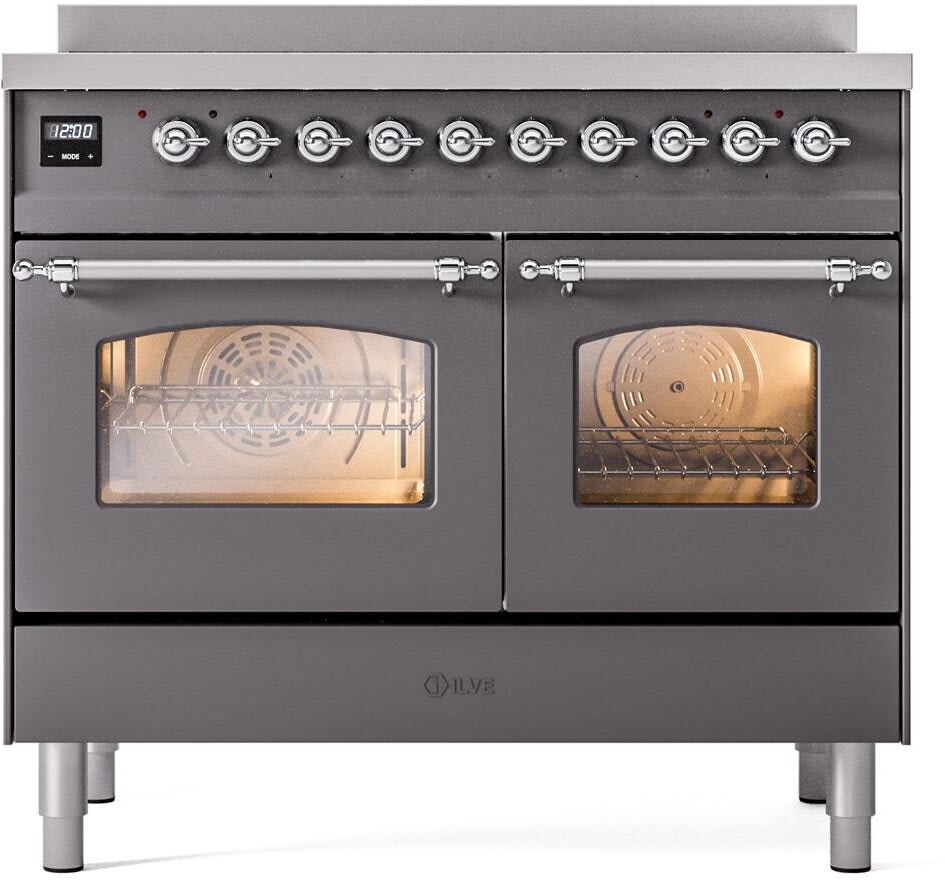 Ilve UPDI406NMPMGC 40 Inch Freestanding Electric Induction Range with 6 ...