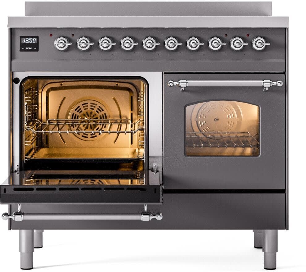 Ilve UPDI406NMPMGC 40 Inch Freestanding Electric Induction Range with 6 ...