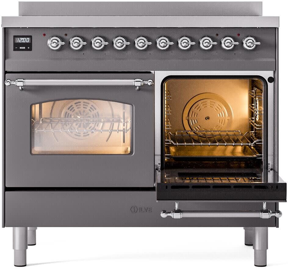 Ilve UPDI406NMPMGC 40 Inch Freestanding Electric Induction Range with 6 ...