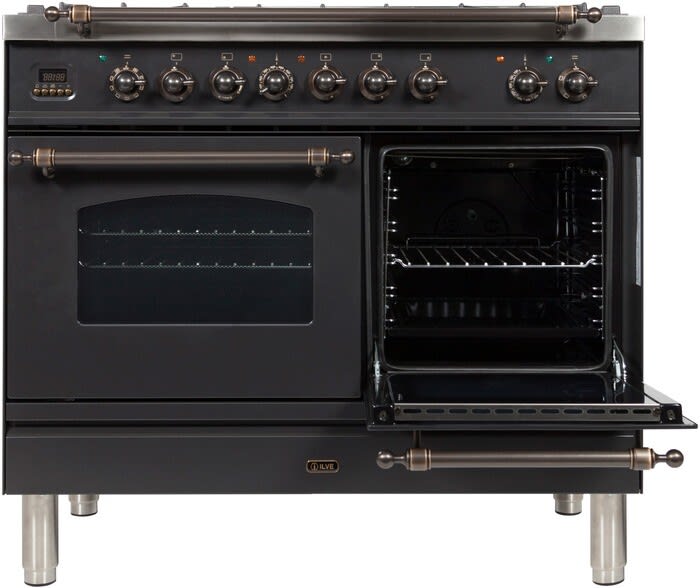 Ilve UPDN100FDMPMYLP 40 Inch Freestanding Dual Fuel Range with 5 Sealed ...
