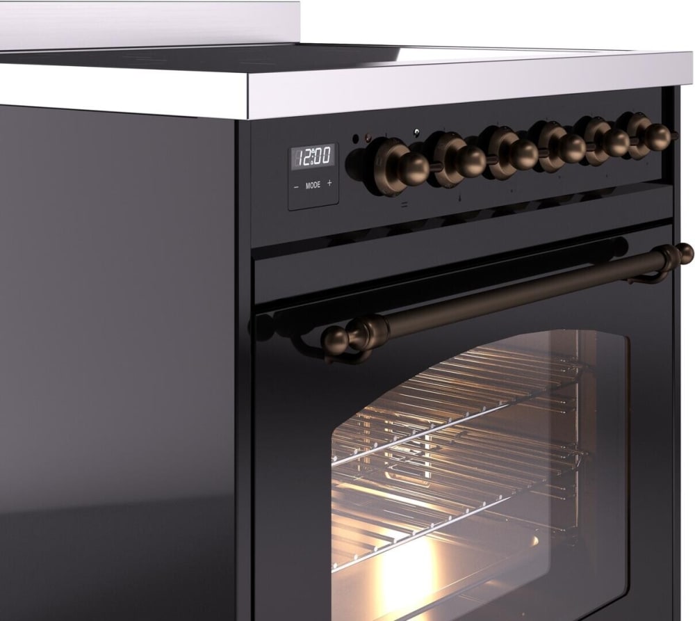 Ilve UPI304NMPBKB 30 Inch Freestanding Induction Range with 4 Elements ...