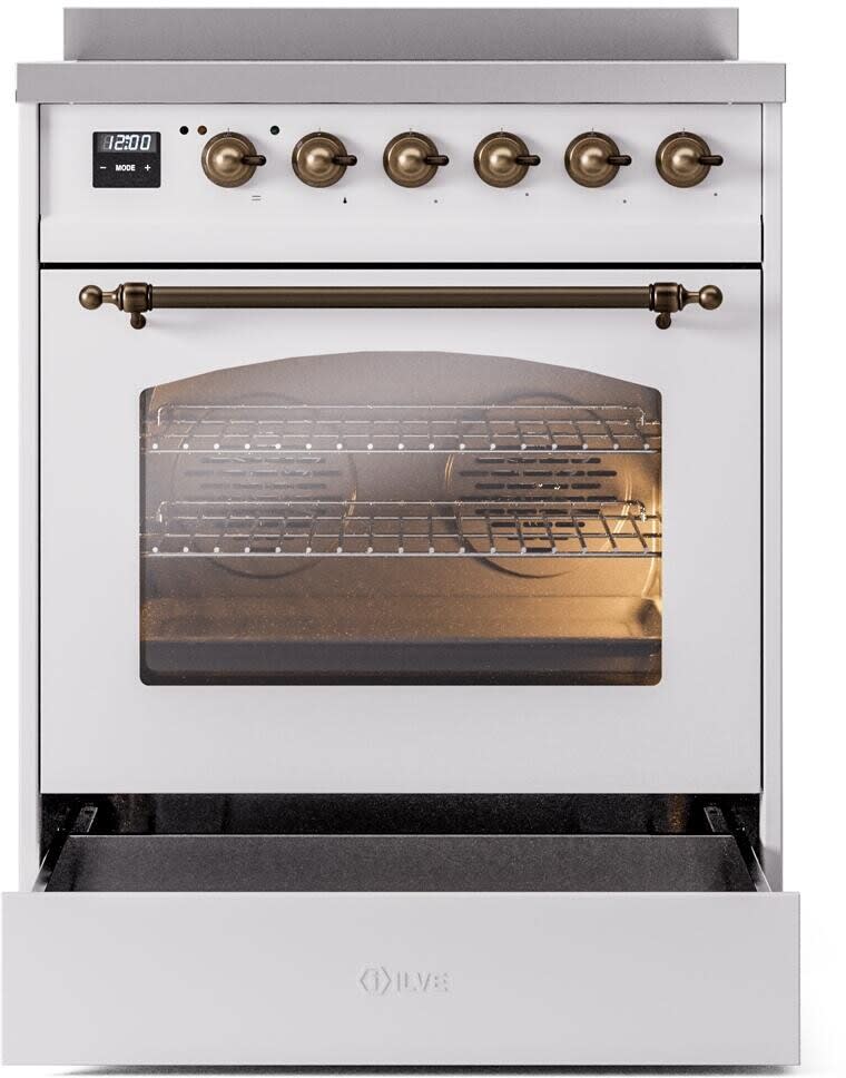 Ilve UPI304NMPWHB 30 Inch Freestanding Induction Range with 4 Elements ...