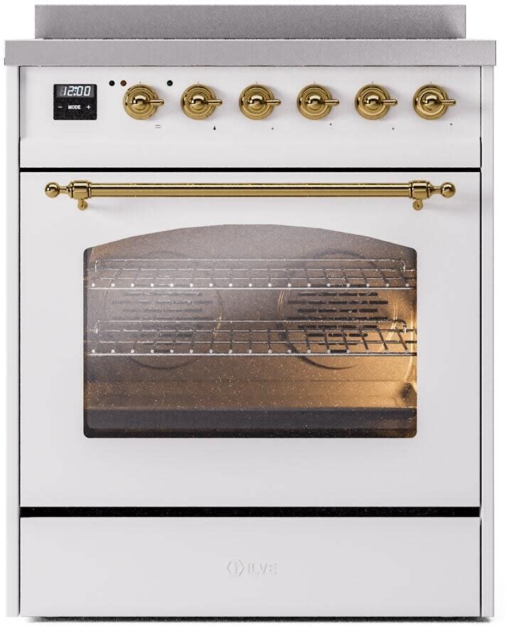 Ilve UPI304NMPWHG 30 Inch Freestanding Induction Range with 4 Elements ...