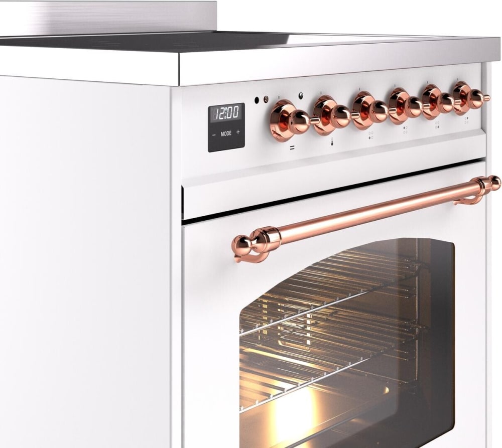 Ilve UPI304NMPWHP 30 Inch Freestanding Induction Range with 4 Elements ...