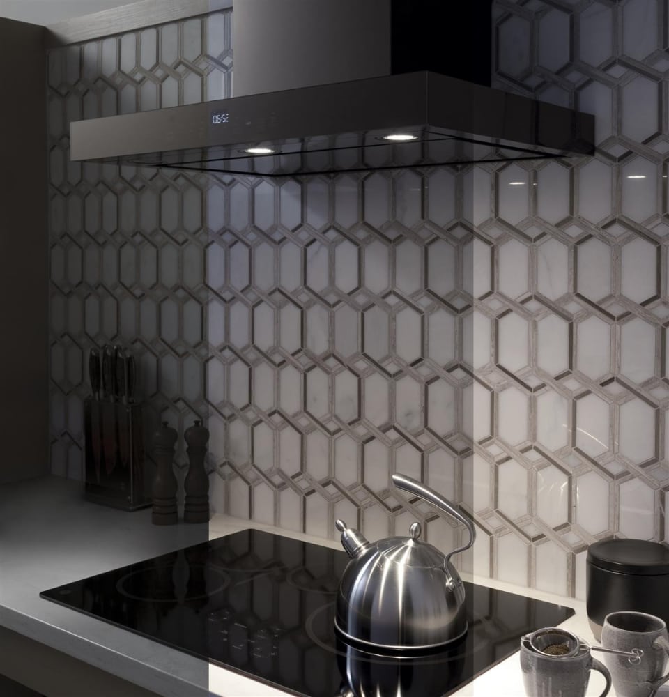 GE UVW9361BLTS 36 Inch Smart Wall Mount Chimney Hood with WiFi Connect ...