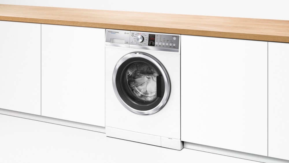 Fisher Paykel FPWADREW12 Stacked Washer Dryer Set with Front Load Washer and Electric Dryer in White