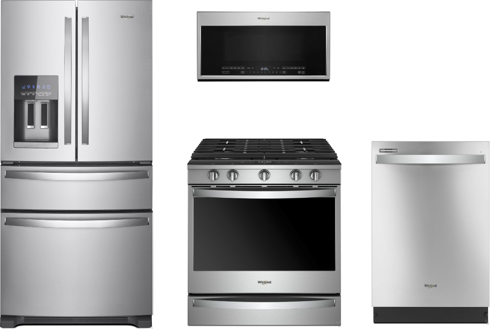 Whirlpool WPRERADWMW3219 4 Piece Kitchen Appliances Package with French ...