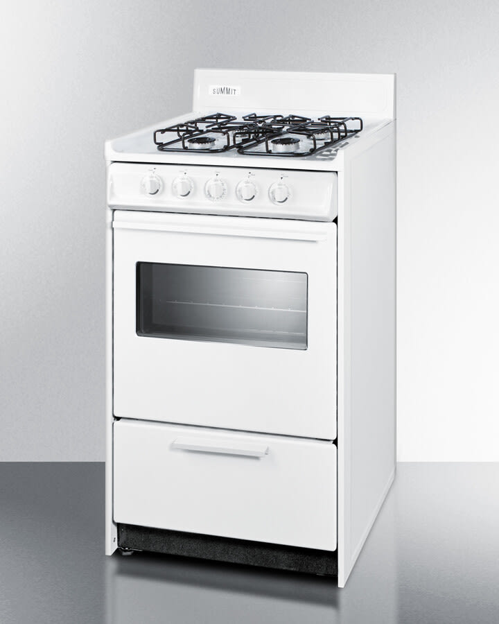 Summit WTM1107SW 20 Inch Freestanding Gas Range with 4 Sealed Burners ...