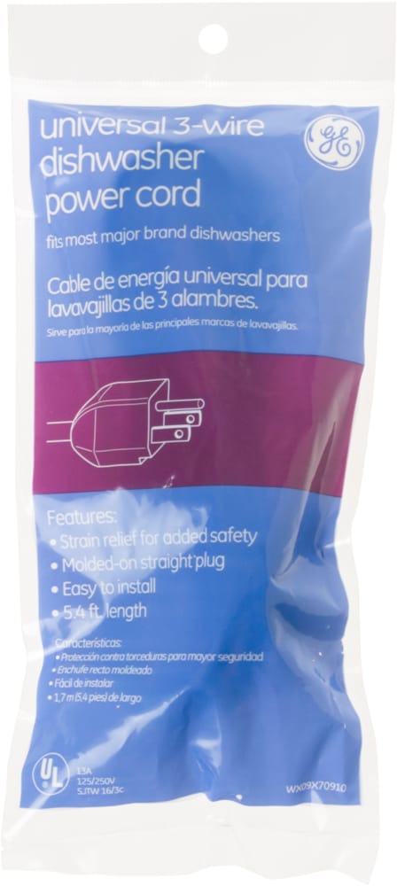 GE WX09X70910 64 Inch Long Universal Dishwasher Power Cord