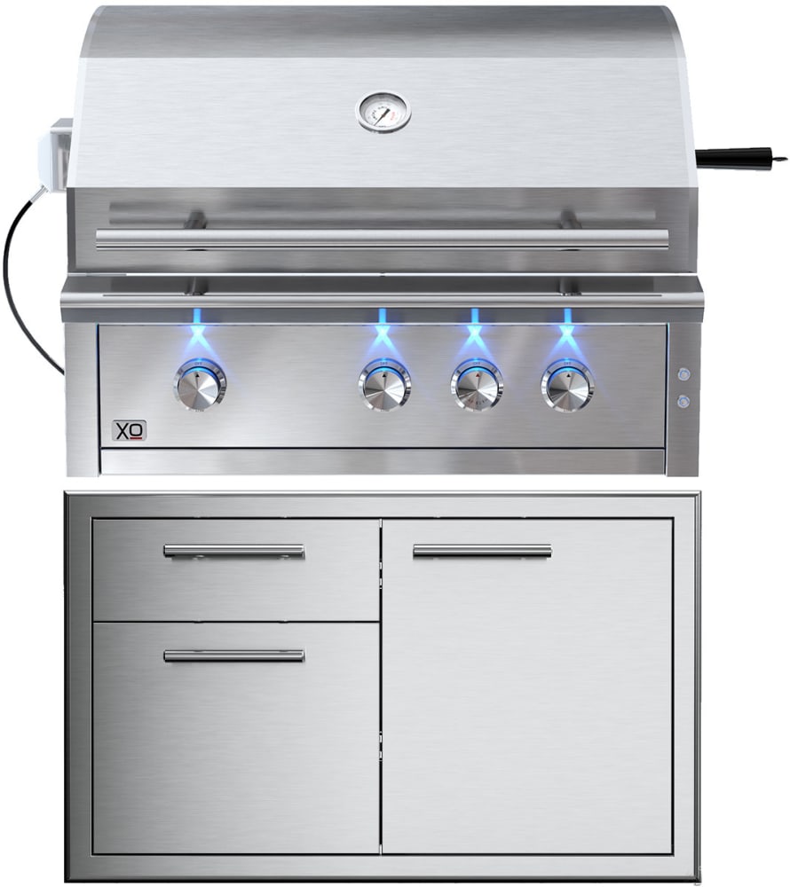 XO XOGRILL007 36 Inch Liquid Propane Grill with Rollout Door and Drawer