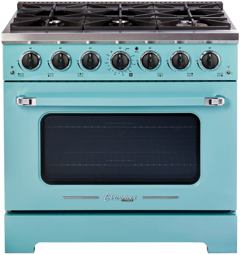 Unique Appliances UGP36CRT 36 Inch Freestanding Retro Gas Range with 6 ...
